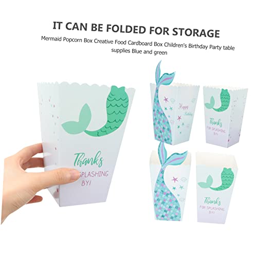 24pcs Popcorn Box Popcorn Box Snack Gift Box Mini Gift Bags for Favors Mini Gift Boxes Food Container Mermaid Popcorn Bucket Candy Table Containers Disposable Popcorn Paper Cup