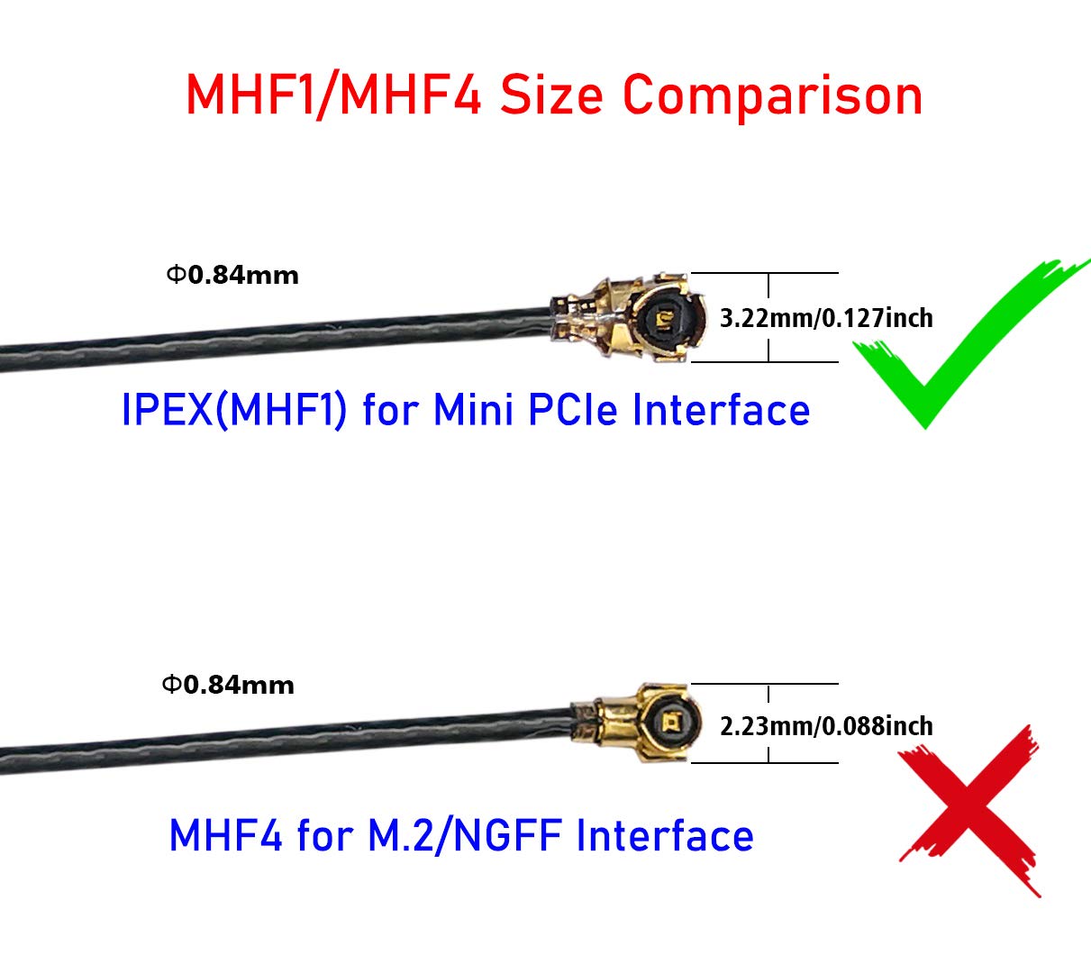 2 x 8dBi 2.4GHz 5.8GHz Dual Band WiFi Antenna IPEX Internal Antennas with 50cm Cable for Mini PCIe Card