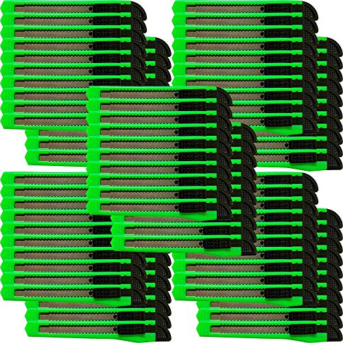 100x Bulk Small Neon Green Utility Knife Box Cutters Snap Off Blade 9MM Blade