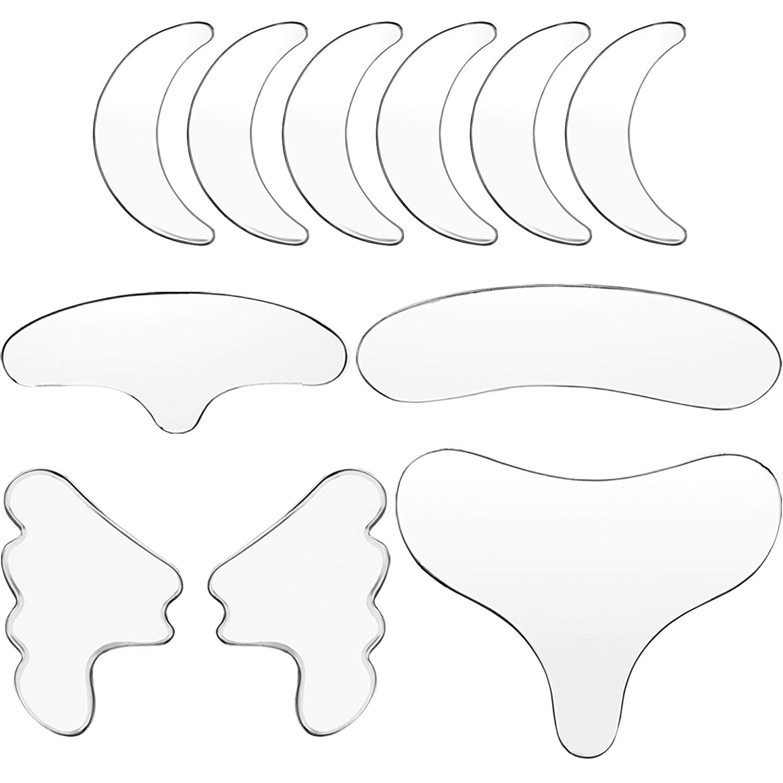 SATINIOR 11 Pieces Reusable Silicone Chest Wrinkle Pads Patches, Silicone Neck Decollete Anti Wrinkle Patches Pad Forehead Face Cleavage Eye Cheek Stick Valentine's Day Gift