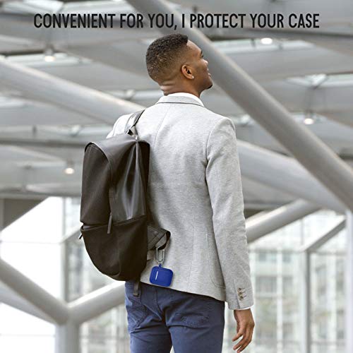 AirPods Case Silicone with Keychain, Soft Shock-Absorbing Protective Skin Accessories Earbuds Case Cover for Apple AirPods Wireless Charging Case, Front LED Visible-Navy Blue