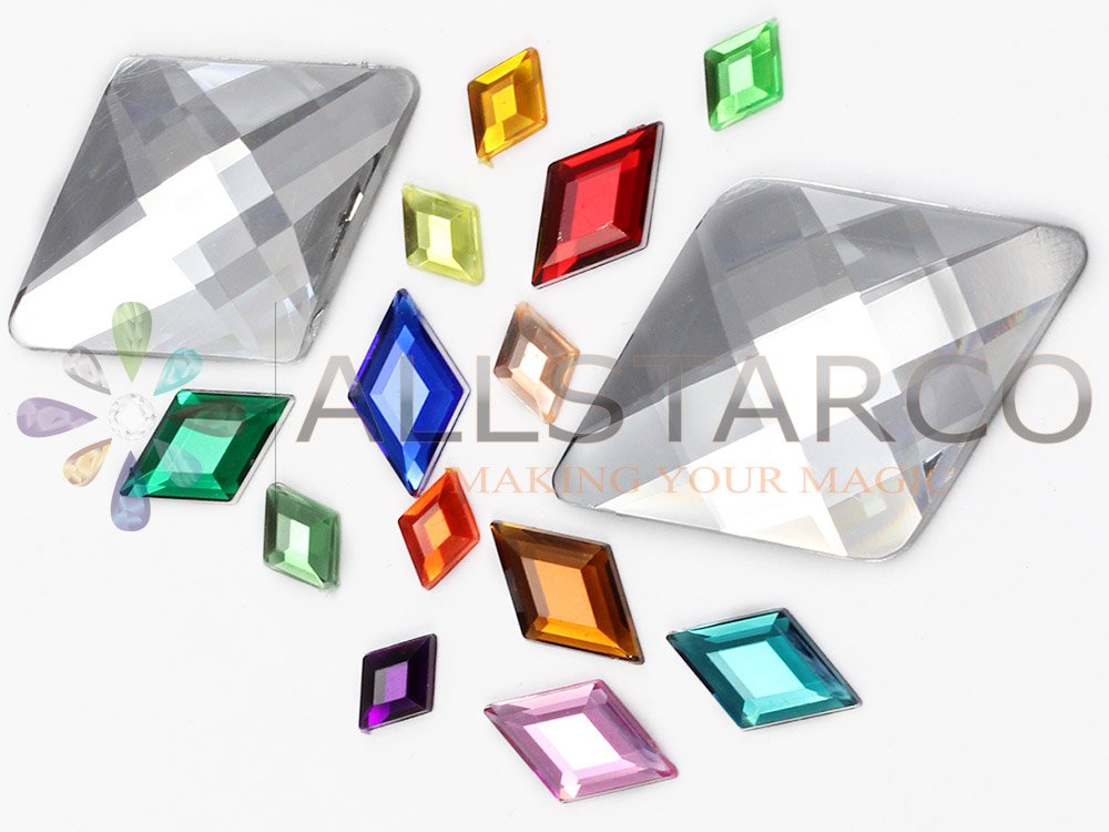 11x18mm Flat Back Diamond Acrylic Rhinestones Plastic Gems for Jewelry Making Costume Jewels Cosplay Embelishments - 35 Pieces (Red Ruby H103)