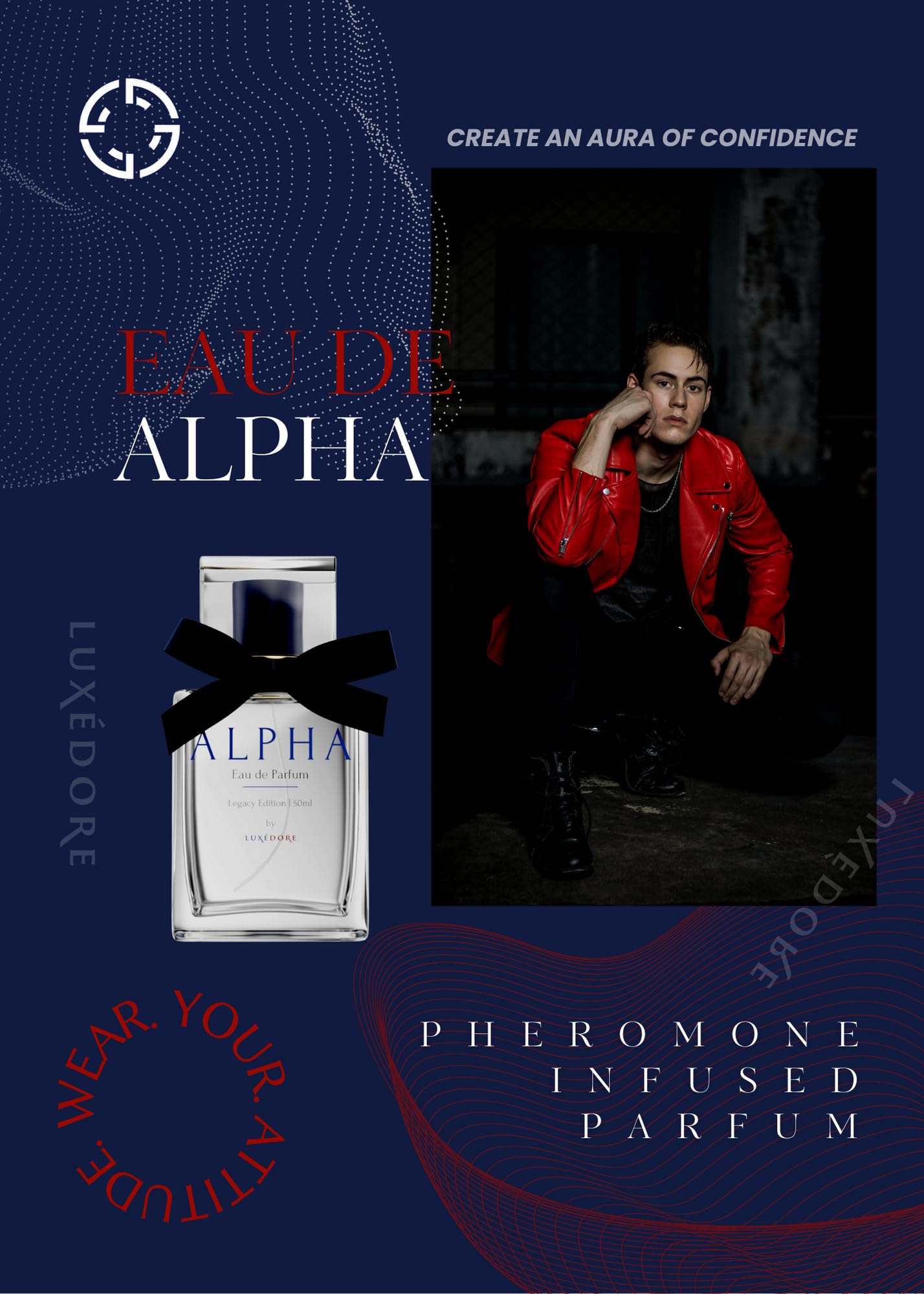 Luxedore ALPHA, Perfume Classic, Eau De Parfum, Pheromone Cologne for Men, Fresh Woody Jasmine Fragrance