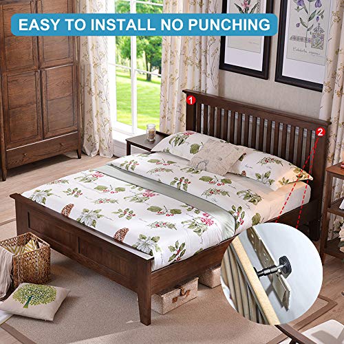2PCS Black Adjustable Bed Frame Anti-Shake Tool, Headboard Stoppers with Free Furniture Pads and Screws, No More Creaking, Protect The Wall from Banging, Easy to Install (1.1-2.5in)