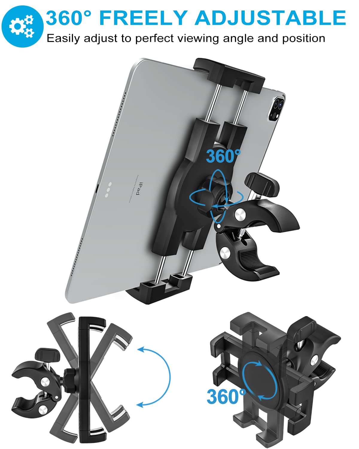 woleyi Tablet Mic Stand Holder, Microphone Music Tablet Mount with Ultra Stable C-Clamp, Compatible with iPad Pro/Air/Mini, Galaxy Tabs/Z Fold, Fire HD, iPhone, More 4.7-13" Cell Phones and Tablets