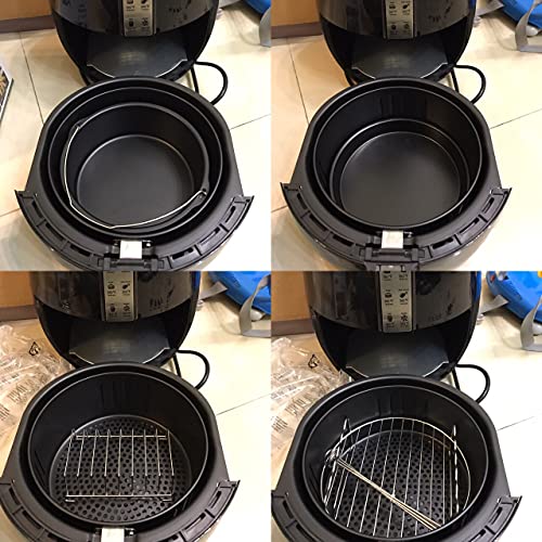 Air Fryer Rack Air Fryer Accessories 8'' Set of 3 Multipurpose Double Layer Rack with Skewer Round Cooking Rack Toast Rack Compatible with XL Air Fryer