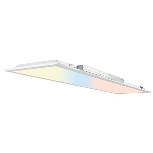 1x4 led Flat Panel Light,CRI90 3CCT 3000K/4000K/5000K Dimmable 0-10V, 8000LM,LED Light Drop Ceiling Fixture,Flat Panel Led Light,Ceiling Panels LED Troffer LED Lay for Office-Commercial Grade