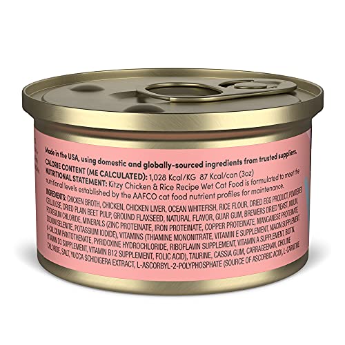 Amazon Brand - Kitzy Pate Canned Cat Food, Chicken and Rice, 3 Oz ( 24 Pack)