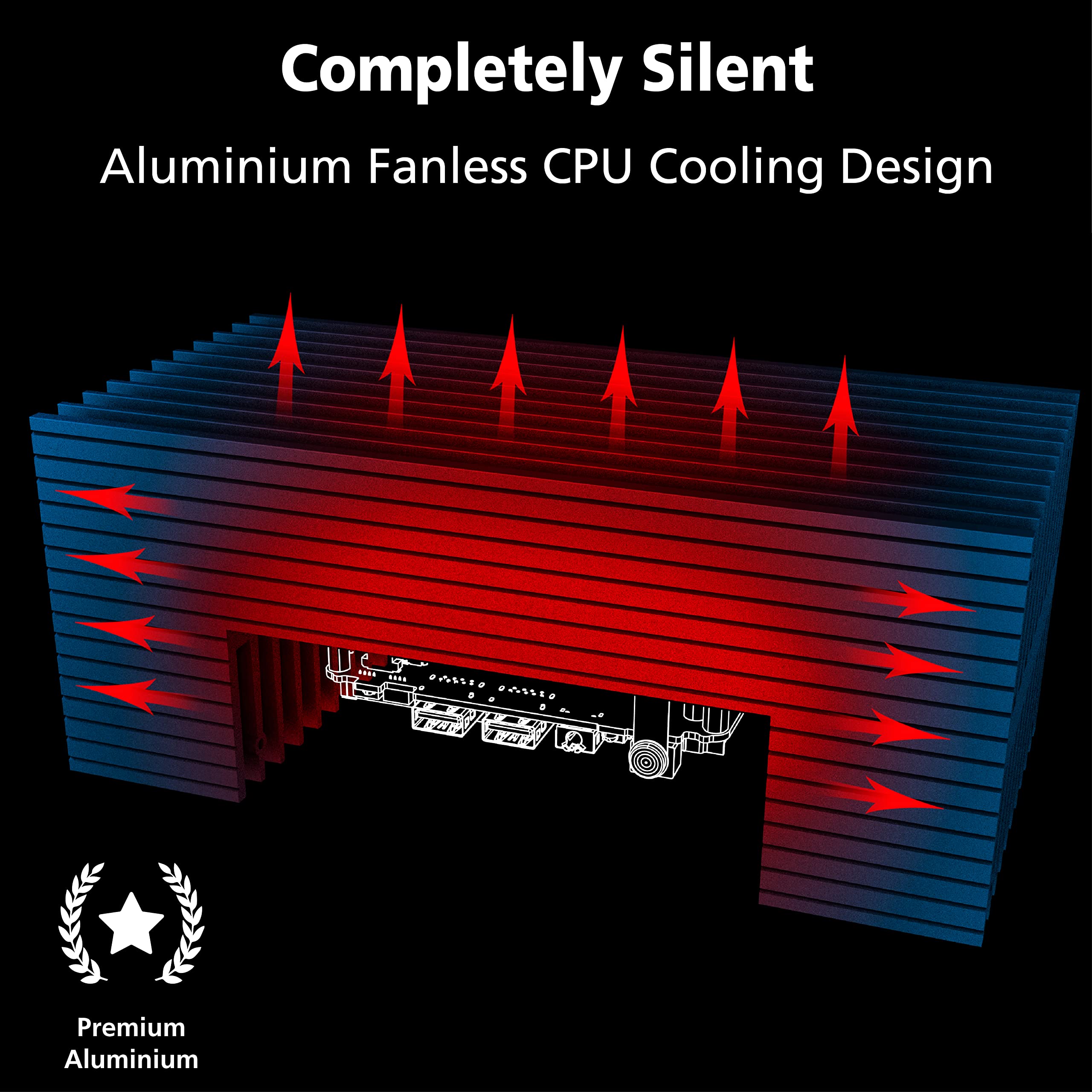 Akasa Turing TN, for Intel NUC 11 (Tiger Canyon), Pure Aluminum Fanless NUC Case, Internal M.2 SSD Heatsink, Support up to Four 4K Displays & 2.5" SSD/HDD, Small Computer Case, A-NUC68-M1B