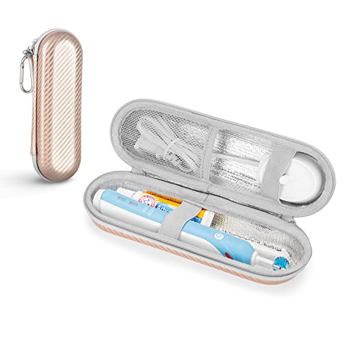 Yinke Electric Toothbrush Travel Case for Philips Sonicare & Braun Oral-B/Oral B Pro with Accessories Storage, Protective Hard Cover Portable Storage Bag (Rose Gold)