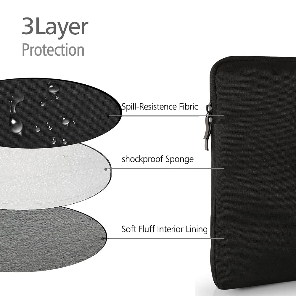 15.6'' inch Portable Monitor Case Protective Sleeve Polyester Water Repellent Vertical Style Laptop Tablet Notebook Shockproof Case with Accessory Pocket Black (15.6 inch)