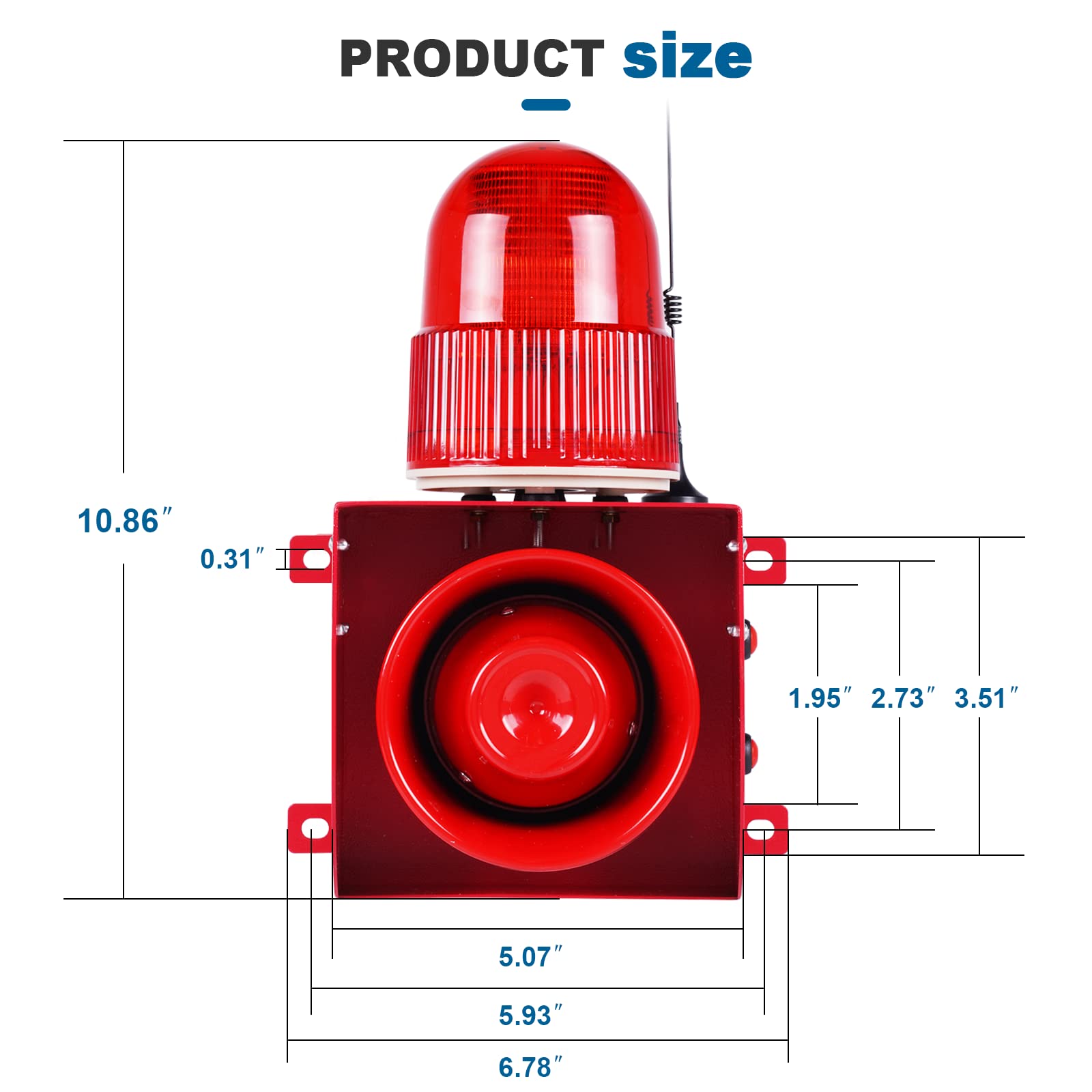 Saladulce Wireless Industrial Siren Alarm 0.311 Mile Outdoor Siren Strobe 120dB Remote Control Sound and Light Alarm IP65 Waterproof Emergency Strobe Warning Light (110V Without Plug)