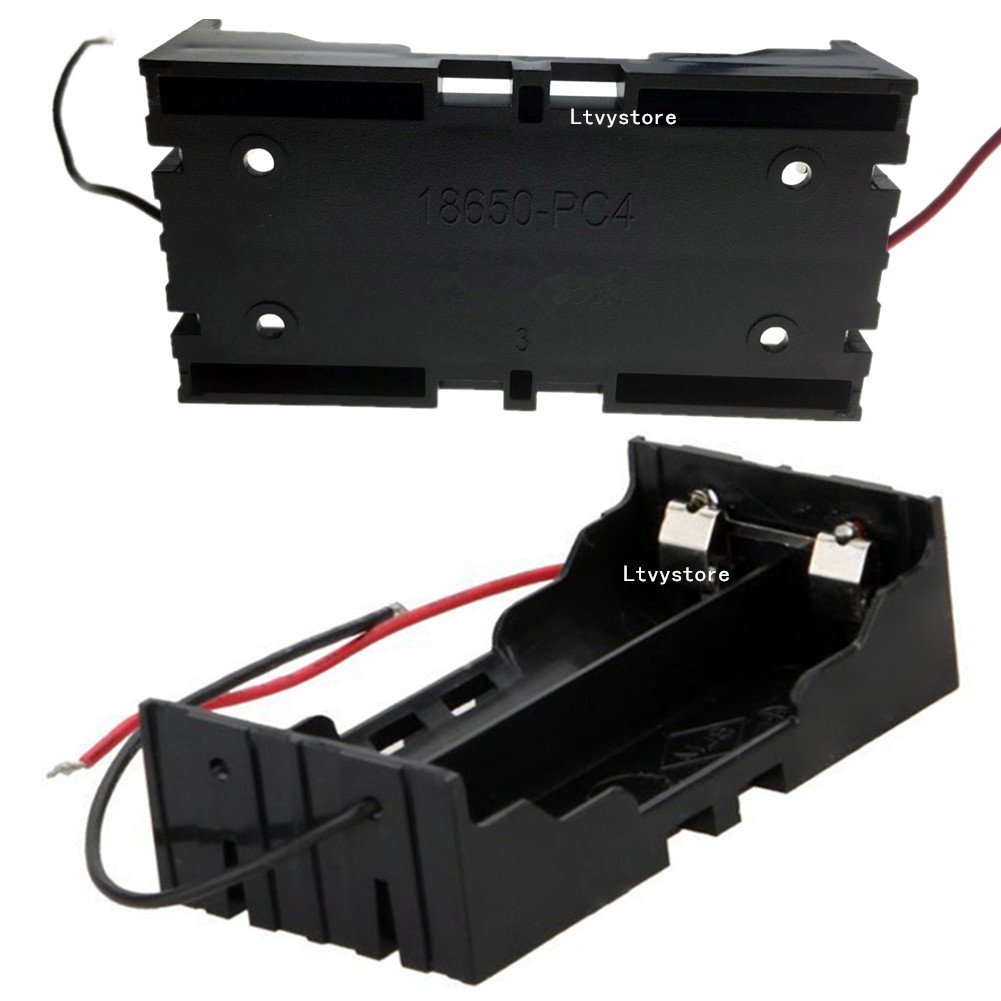 18650 Battery Case Holder, 4 Pcs 2 Slots x 3.7V DIY Battery Storage Box, in Parallel Black Plastic Batteries Case for 2 x 18650 Ltvystore