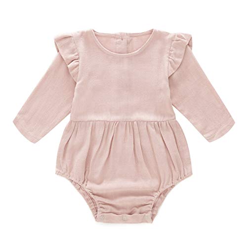 Simplee kids Baby Girls Linen Handmade Jumpsuit Summer Long Sleeve Jumpsuit Newborn Baby