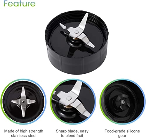 2 Cross Blades with 4 Rubber Gaskets QT Replacement Parts Compatible with 250w Magic Bullet Blender, Juicer and Mixer(Model MB1001)