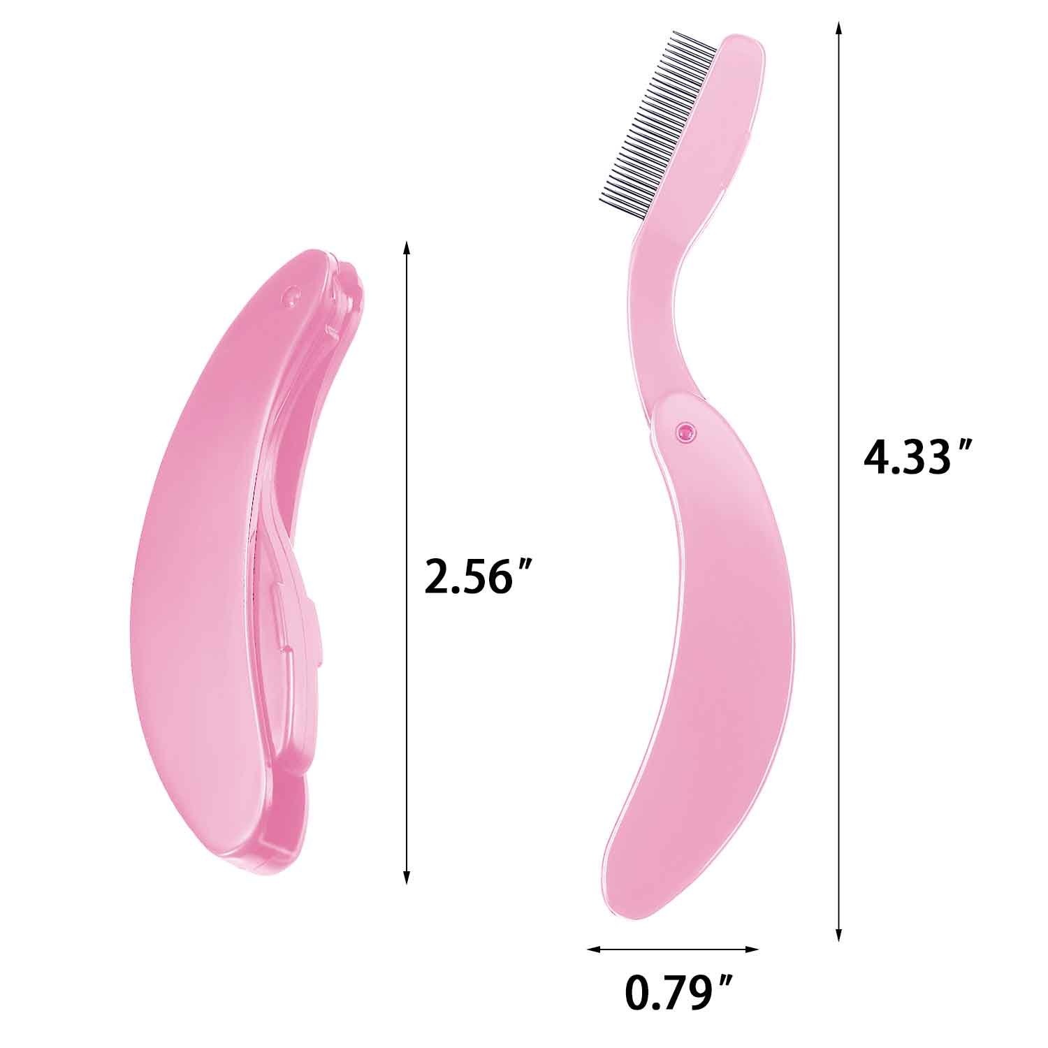 4 Packs Folding Eyelash Comb, Stainless Steel Metal Teeth Eyebrow Separator Comb Lash and Brow Makeup Applicator Brush Professional Tool for Define Lash