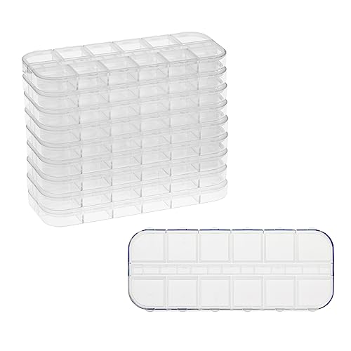 12 Grid Clear Plastic Jewelry Box Organizer, Storage Container (10 Pack)