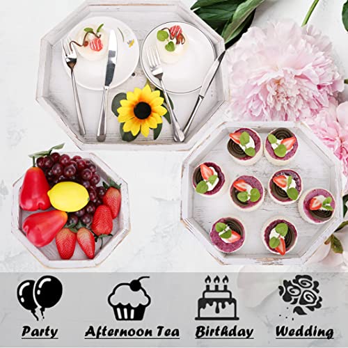 3 Tiered Tray, Rustic Cake Stand with Large Capacity Diameter of 15.6" 12.6" 8.8" Wooden Trays Farmhouse Decorative Tiered Tray for Kitchen Bathroom