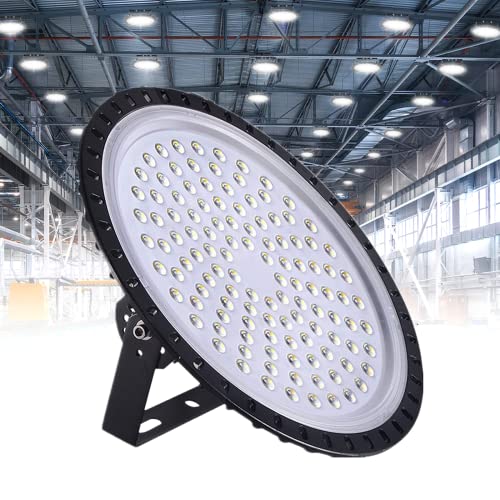 300W UFO LED High Bay Light lamp Factory Warehouse Industrial Lighting 30000 Lumen 6000-6500K IP54 Warehouse LED Lights- High Bay LED Lights- Commercial Bay Lighting for Garage Factory Workshop Gym