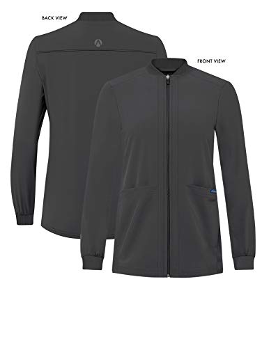 Adar Addition Scrubs for Women - Zippered Bomber Scrub Jacket - A6200 - Pewter - S