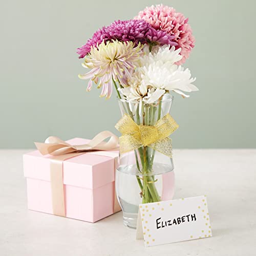 100 Pack Place Cards for Table Setting, Blank Table Name Cards for Wedding, Gold Foil Polka Dot Place Cards for Banquet, Events, Reserved Seating (2 x 3.5 In Folded)