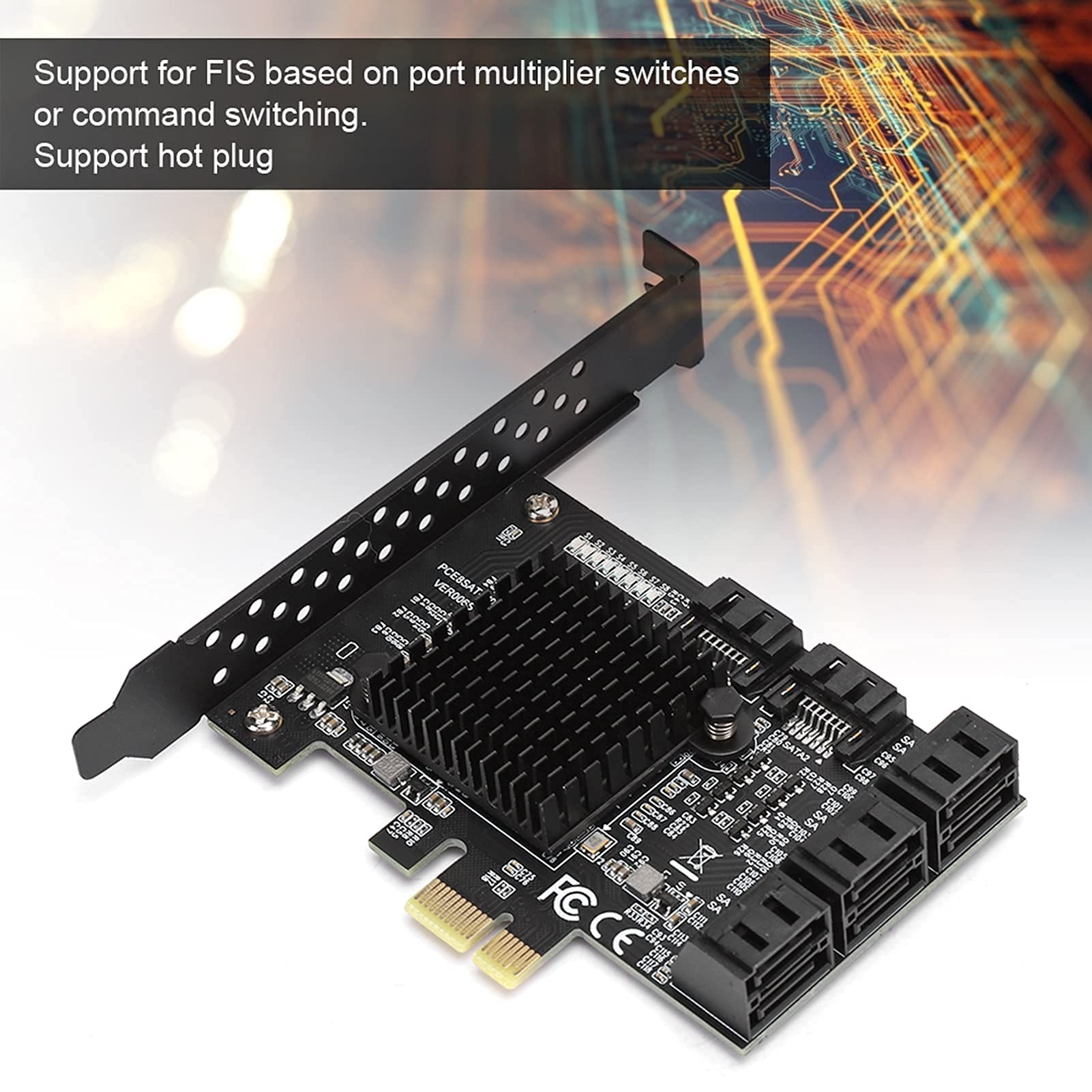 Heayzoki Ports PCI-E to SATA 3.0 Card,PCI Express PCI-e Expansion Card,PCI-E to SATA3.0 Controller Expansion Board,for 7/8/XP/10,with Driver Disc,Semi-High Baffle
