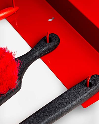 Adam's Brush Holder All Purpose Garage Shelf - Thick Gauge Steel Construction - Durable, All Metal System Safely Stores Your Detailing Brushes & Tools