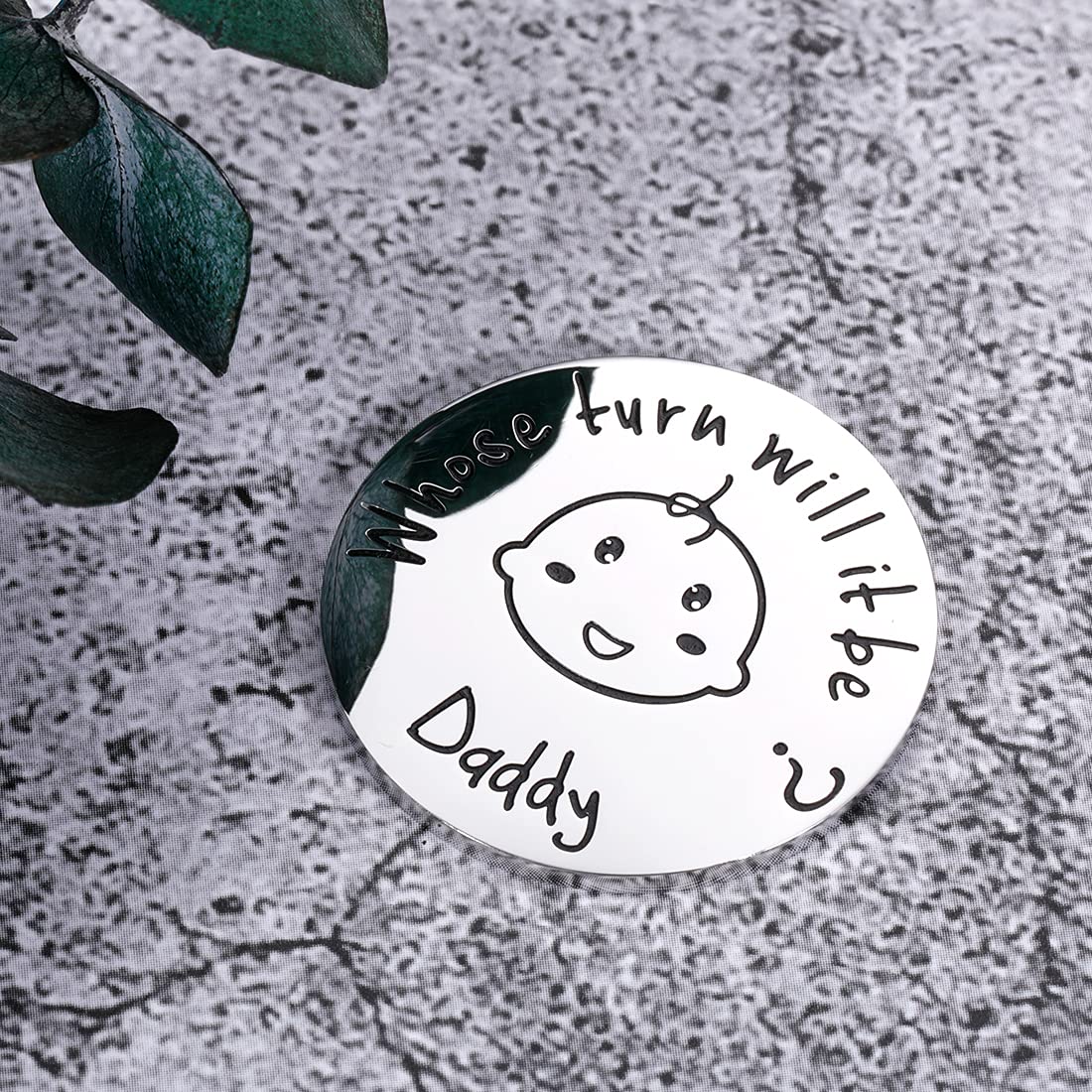 FANICE EOS New Baby Gifts for Parent Mom Dad Decision Coin for Women Men Pregnancy for First Time Mummy Daddy to Be Christmas Birthday Present Double-Sided (Silver)