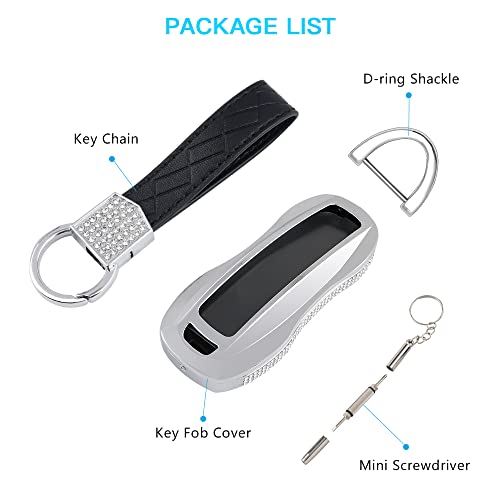 1797 for Porsche Key Fob Cover 911 Panamera Cayenne Keychain Bling Accessories Women Men Car Remote Case Shell Zinc Alloy Silver