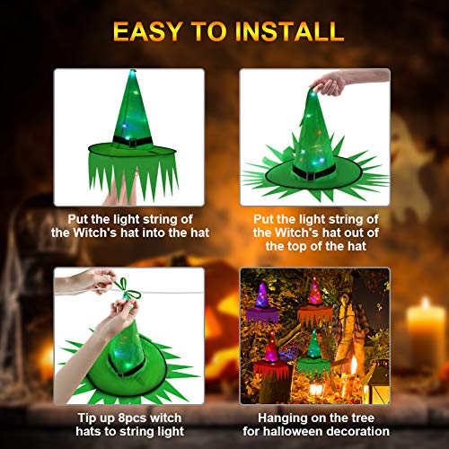 AERZETIX Halloween Witch Decorations Witch Hat String Lights, Halloween Witch Hat Decor 33ft 8 Lighting Modes Christmas Halloween Decorations Outdoor Indoor, Garden, Patio, Yard