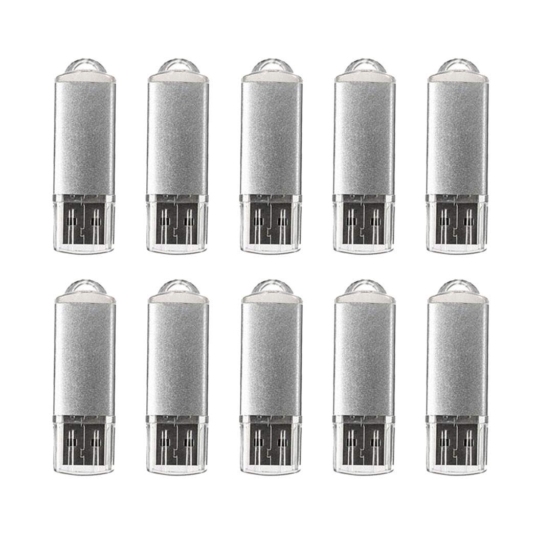 USB Flash Drive Pack of 10 Thumb Drives Bulk, Metal USB 2.0 Memory Sticks Swivel Pen Drive U Disk (10PCS - 8MB (Not GB))