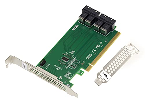 16x PCIe Controller Board for 4 U.2 NVMe SSDs (U2 68Pin SFF-8639) with Four SFF-8643 Ports. Bifurcation Mode Only.