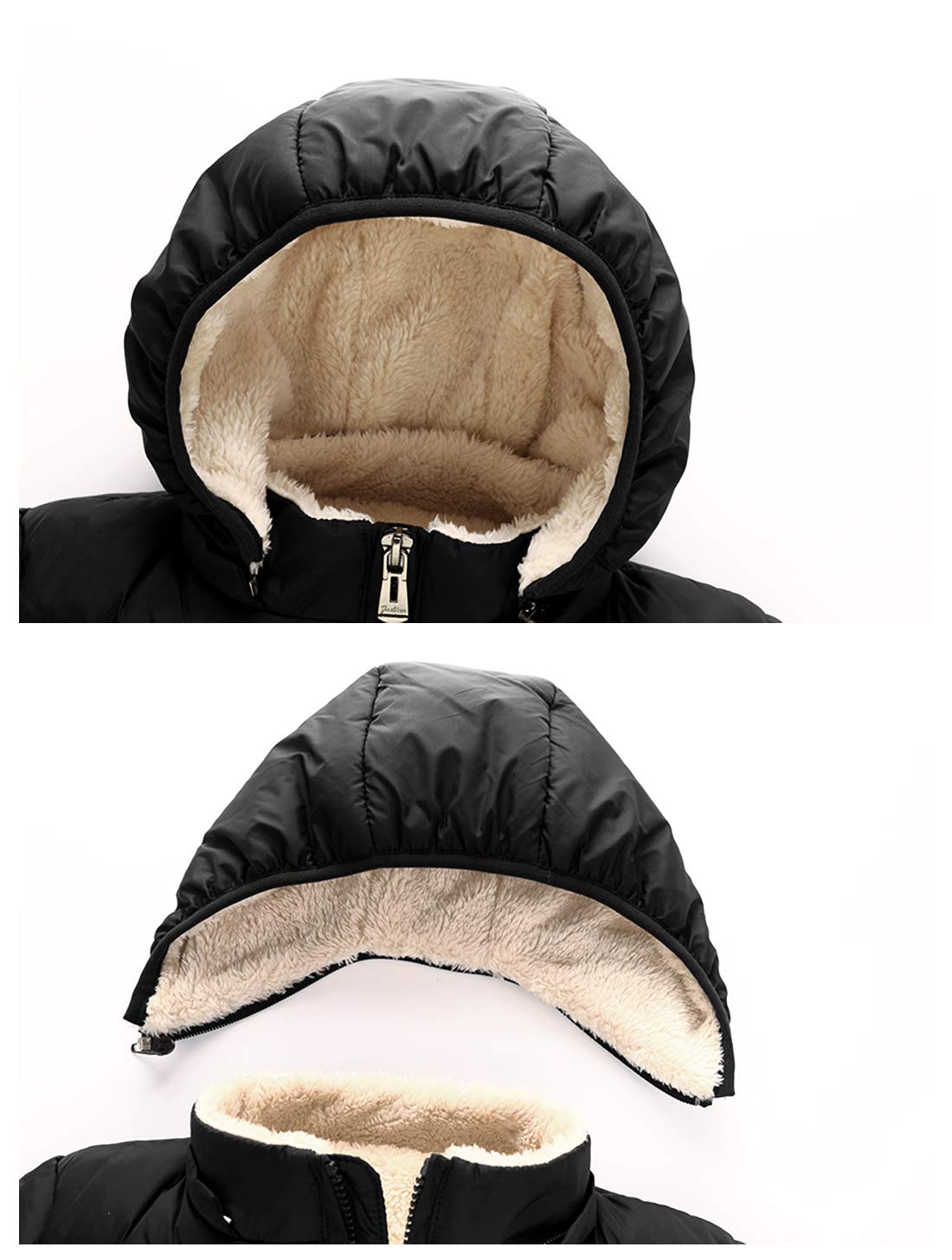 Happy Cherry Toddler Snowsuit Soft Thick Long Sleeve Jacket with a Removable Hooded Zipper Clothing Black Large