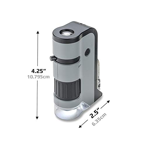 Carson 60x-75x MicroMax LED Lighted Pocket Microscope (MM-200) & MicroFlip 100x-250x LED and UV Lighted Pocket Microscope with Flip Down Slide Base and Smartphone Digiscoping Clip (MP-250)