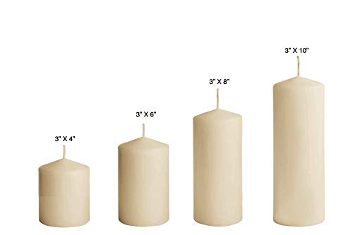 3 X 6 Pillar Candles Bulk Event Pack Round Unscented Premium Wax Pillar Candles for Wedding, Spa, Party, Birthday, Holiday, Bath and Home Decor - Set of 12 (3X6, Ivory)