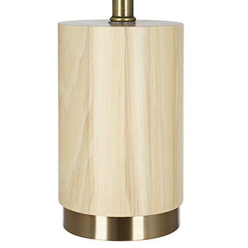 Amazon Brand β Rivet Scandinavian Style Wood Table Lamp with Metal Base, LED Bulb and Shade Included, 17.5"H, Blonde / Satin Brass