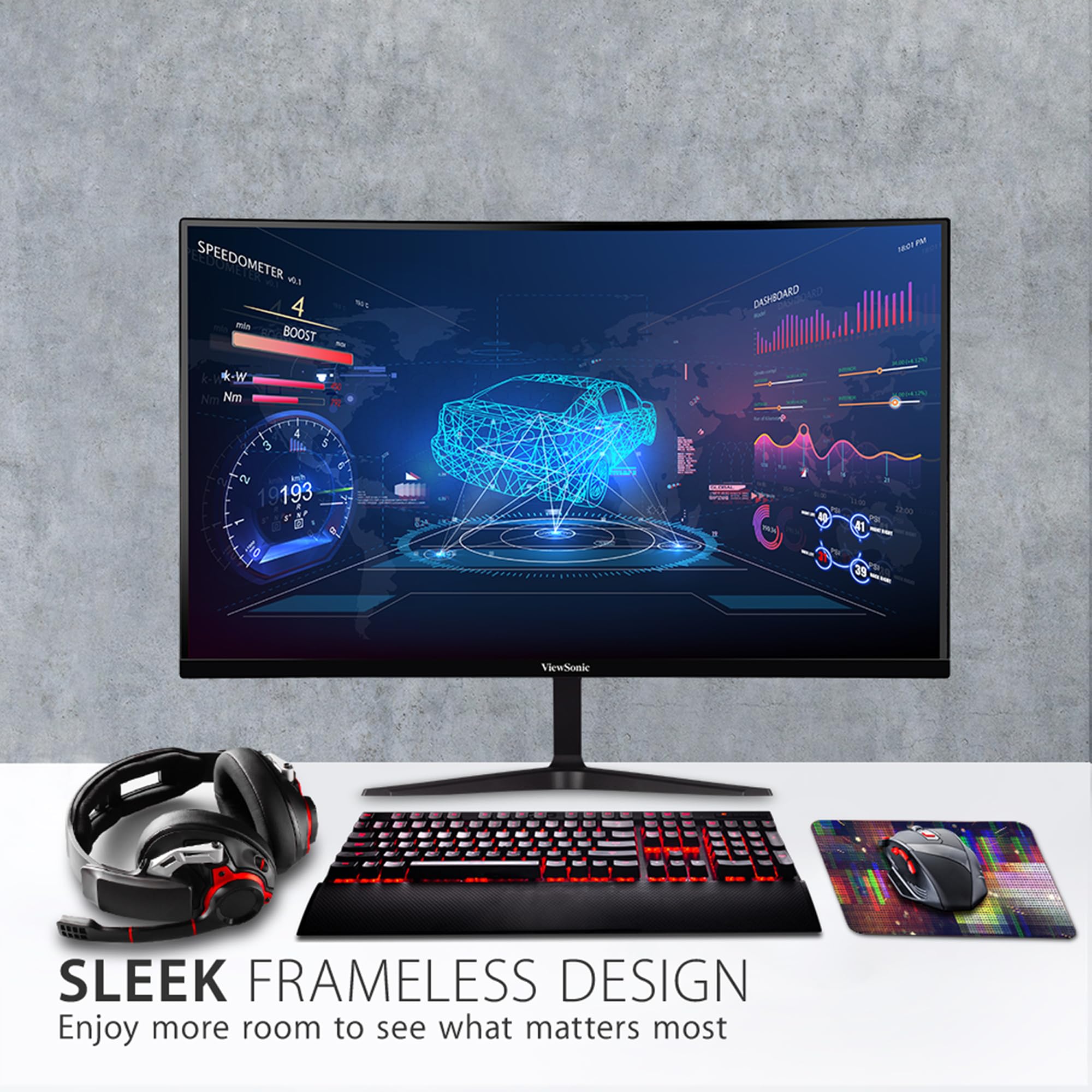ViewSonic VX2718-PC-MHD 27 Inch Curved 1080p 1ms 180Hz Gaming Monitor with FreeSync, HDMI and Display Port (Renewed)