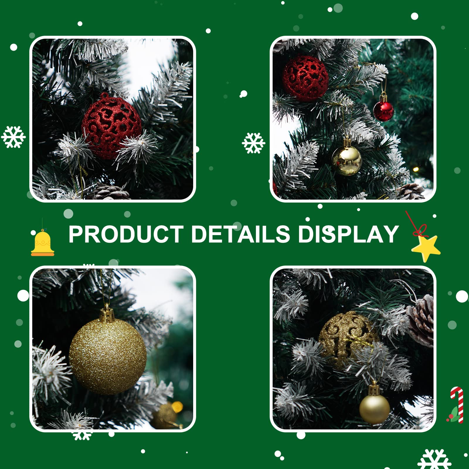 103 Pcs Christmas Balls Ornaments Set, Shatterproof Christmas Decorations Baubles for Xmas Tree Decor Party Holiday Wedding (Red&Gold)