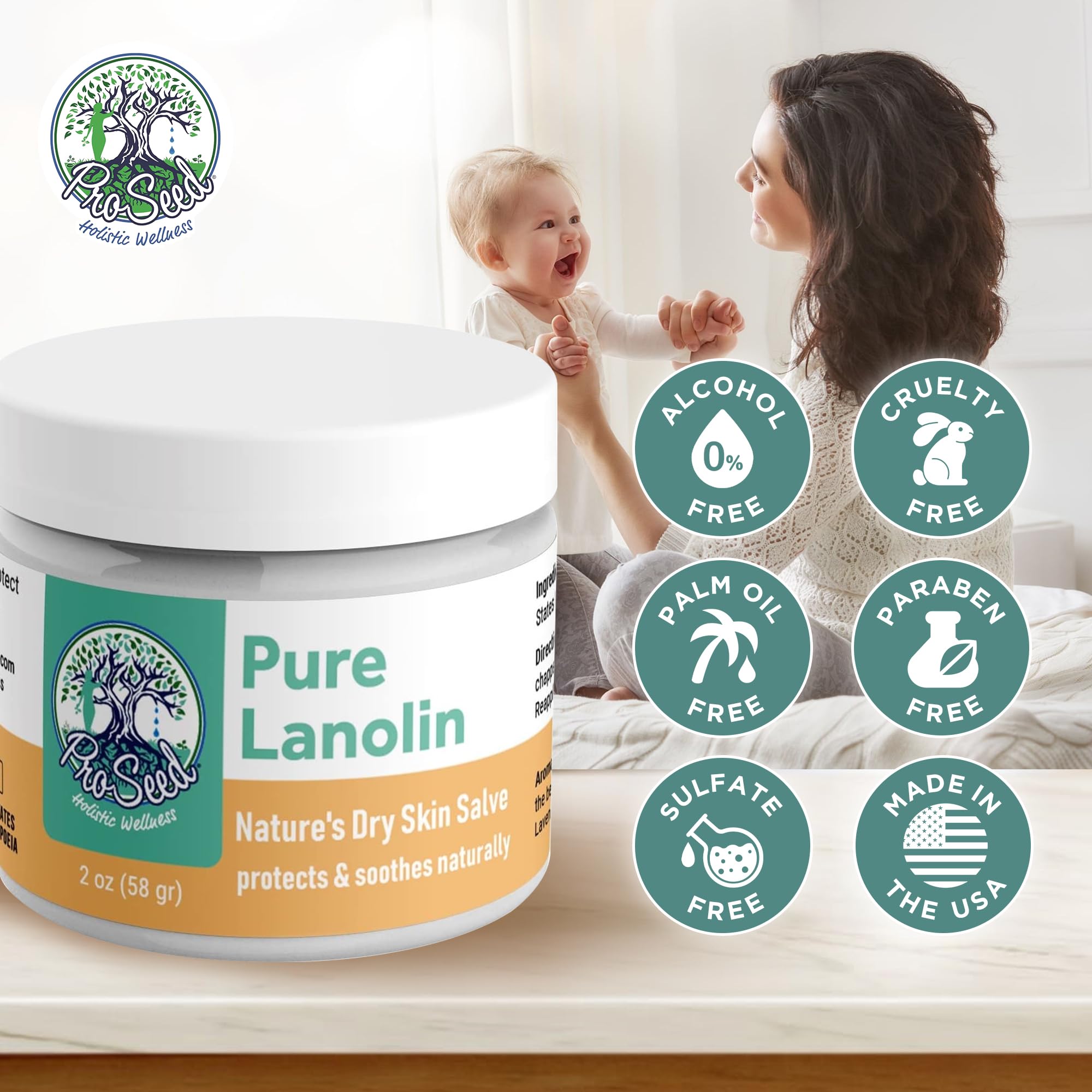 100% Pure Lanolin Cream - Handmade, Unrefined Balm for Dry & Itchy Skin, Cracked Lips, Breastfeeding, Baby Care, Moisture-Rich, Nursing Essentials & Petroleum-Free, Perfect for Hands, Face & Paw Care