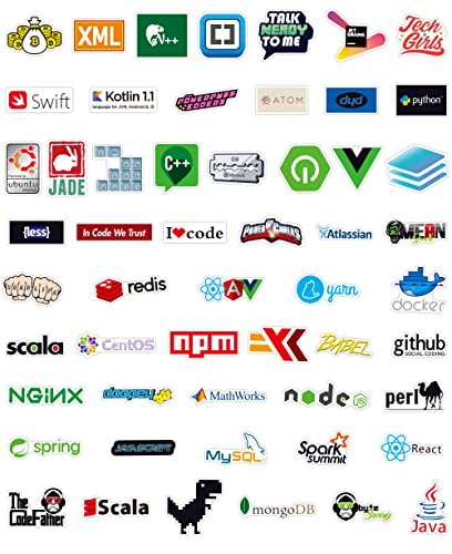 102Pcs Programmer Logo Stickers Pack for Laptop,Funny Science Decals for Teens,Vinyl Waterproof Math Sticker for Water Bottles,Phone,Hard Hat,Skateboard,Scrapbooking,Gifts for Kids/Adults
