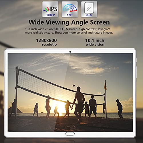 2 in 1 Tablet 10.1 Inch, Android 11.0 Tablets, 64GB/128GB ROM, Dual 4G Cellular with Keyboard, 18MP Camera, Octa-Core Processor, WiFi, GPS, Bluetooth, Google Certified Tablet PC(2023 Silver)