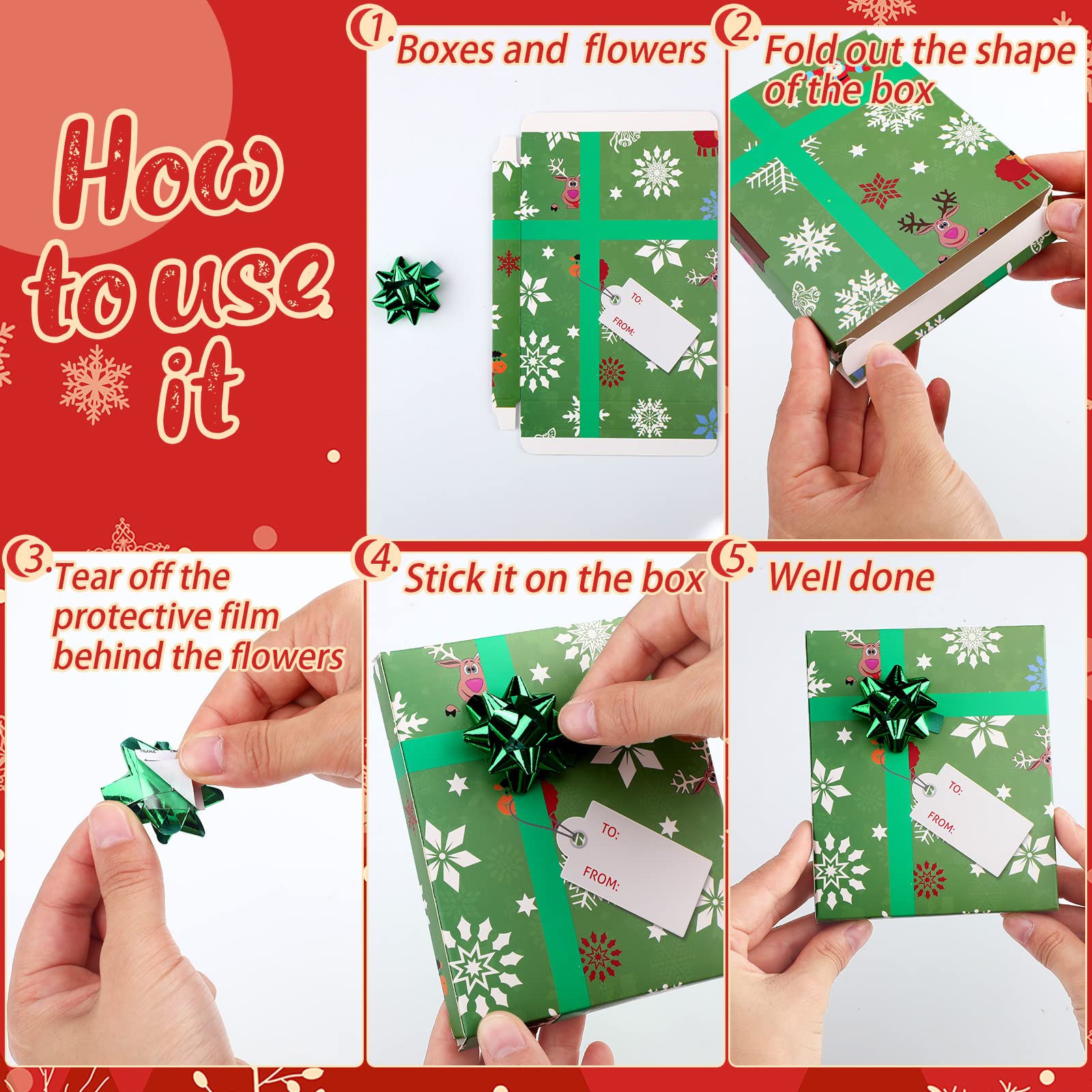 12 Pack Christmas Card Holders Boxes with Bow, Boxes for Gifts Christmas Money Holder Money Box Gift Wrap Boxes for Xmas, Party Favors
