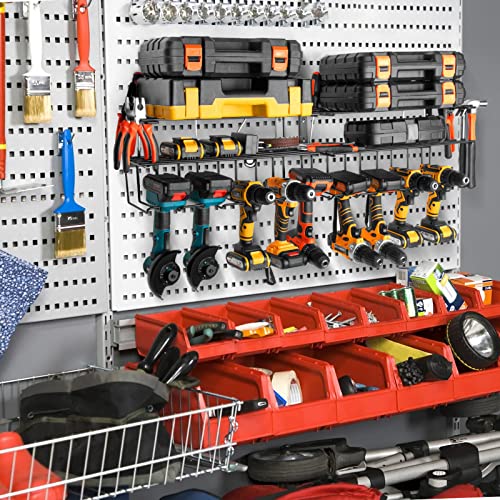 2 Pack Power Tool Organizer Wall Mount,Heavy Duty Metal Drill Holer with Screwdriver Holder,Tool Organizers and Garage Storage Rack for Garage Organization,Tool Shelf Holder for Lifetime Use
