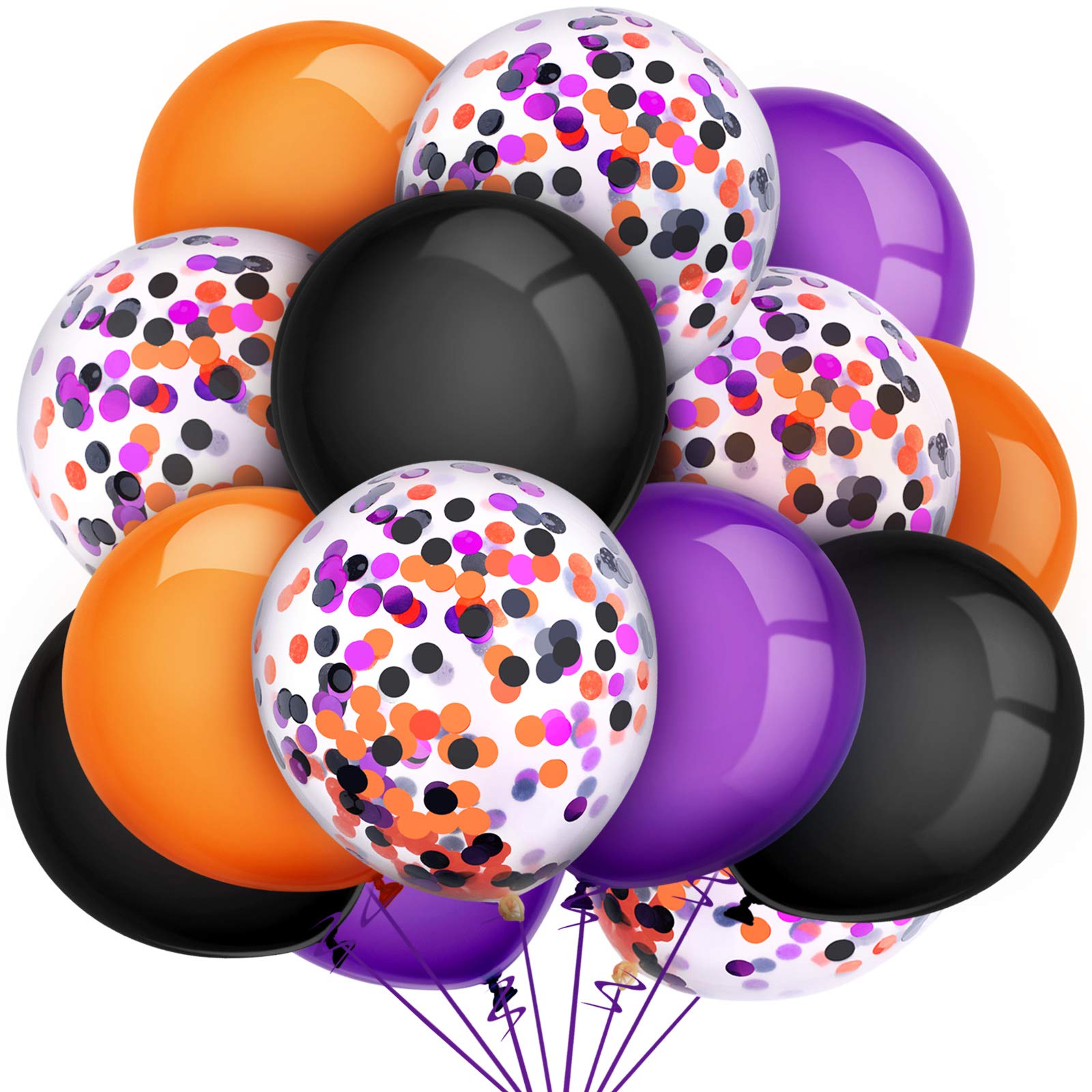 105 Pieces Halloween Round Latex Balloons Confetti Balloons for Halloween Decoration, 12 Inch