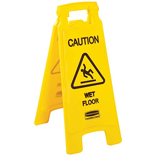 Discount Tag & Label Wet Floor Sign, 2-Sided English Stand, 11" x 25", Yellow, 1/Each