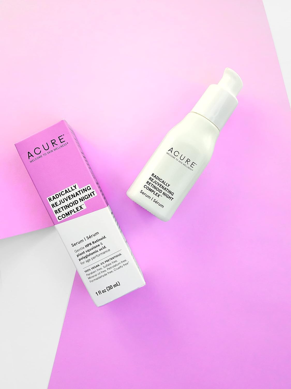 Acure Radically Rejuvenating Retinoid Overnight Complex, Moisturizer Night Treatment, Fight Wrinkles & Anti-Aging Support with Plant Squalane, Polyglutamic Acid & Hyaluronic Acid 100% Vegan -1.7 fl oz