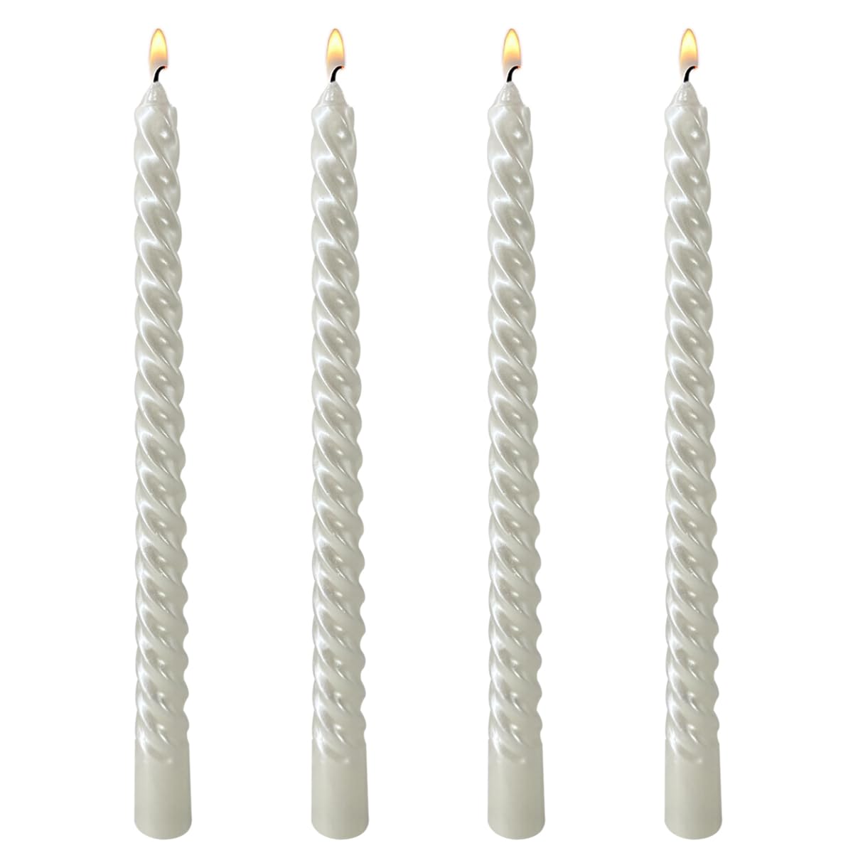 10" White Spiral Taper Candles, Unscented Dripless Candlesticks for Christmas, Dinner, Home Décor, Wedding Receptions, Memorial Services and Celebrations - Set of 4