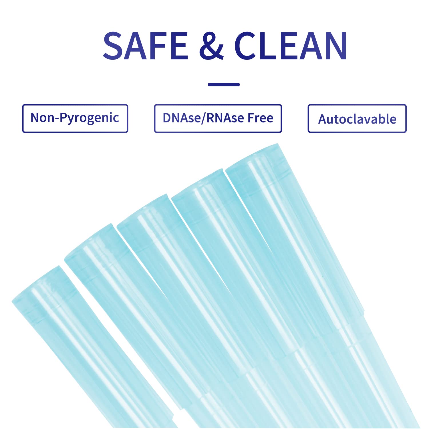 1mL Pipette Tips, Universal Blue 1000ul Pipette Tips, Polypropylene (PP), 500pcs/bag, Non-pyrogenic, DNAse/RNAse Free, Autoclavable, Widely Compatible
