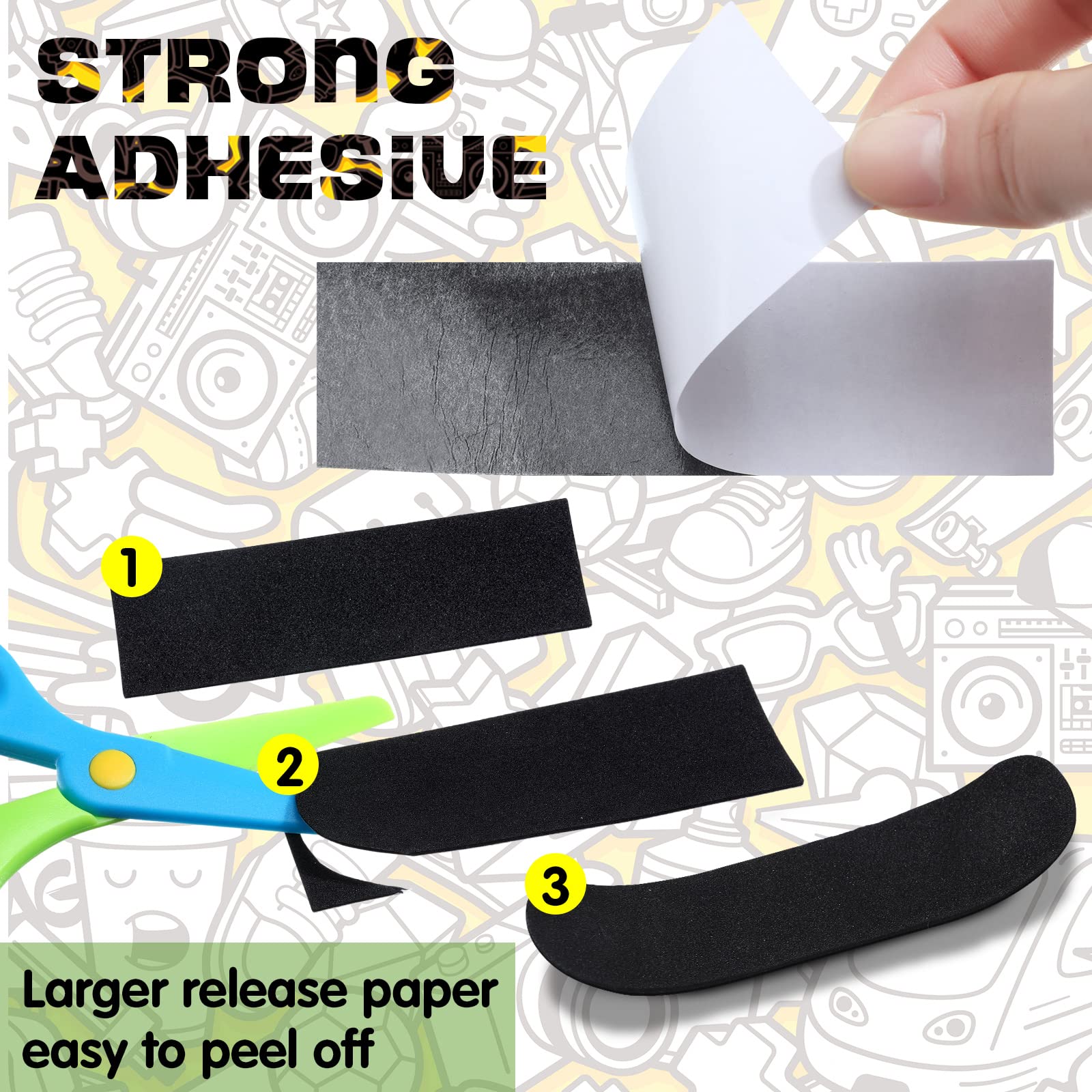 100 Pcs Fingerboard Foam Grip Tape Black Fingerboard Grip Tape 110 mm x 36 mm Fingerboard Deck Grip Tape Fingerboard Stickers Skateboard Foam Grip Tape for Fingerboards