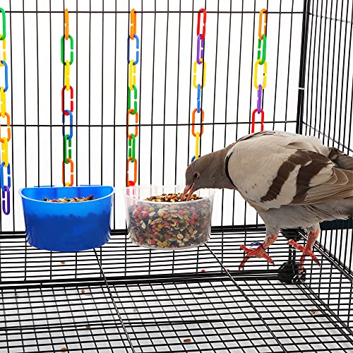 18 Pcs Bird Feed Cup Cage Food Dish Cup Plastic Feeding & Watering Supplies for Bird Pigeon Parrot Rabbit Chicken Duck Poultry Gamefowl